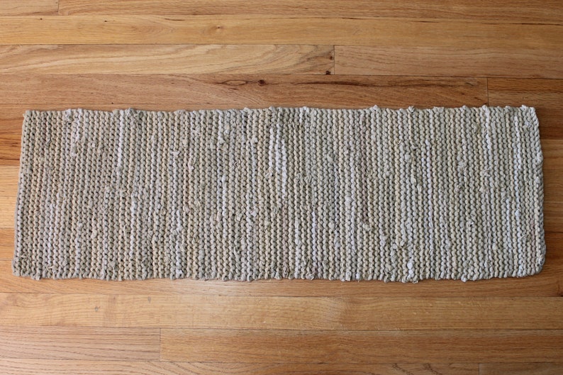 Tan & Cream Table Runner, Variegated Neutrals, Knitted From Upcycled ...