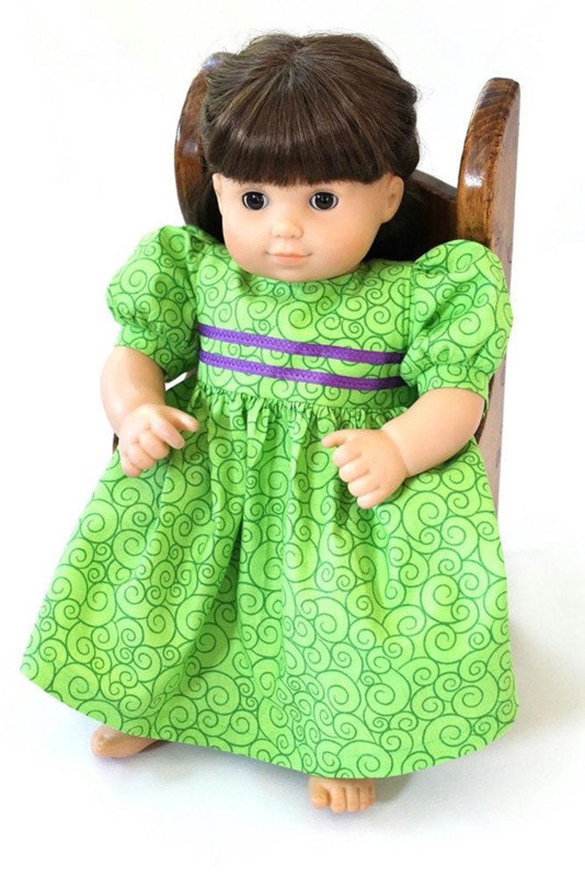 Lime Green Doll Dress Purple Ribbon Puffed Sleeves Summer - Etsy