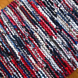 Nautical Rag Rug, Utility Rug, Laundry, Workshop, Upcycled T Shirts ...