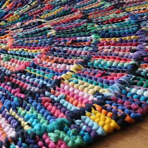 T Shirt Rag Rug, Rainbow Circular Rug, Round, Cottage Chic Decor, Log ...