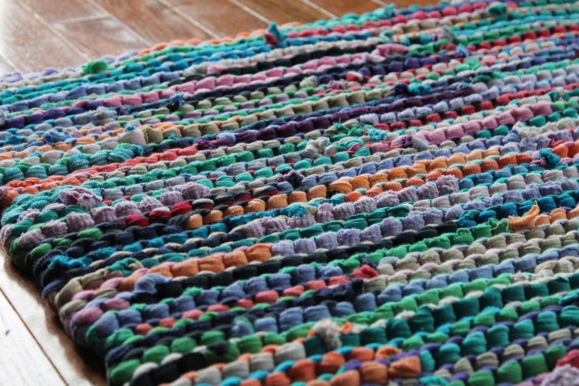 Knitted Rag Rug T Shirt Rug Coral Melon Pink Peach | Etsy