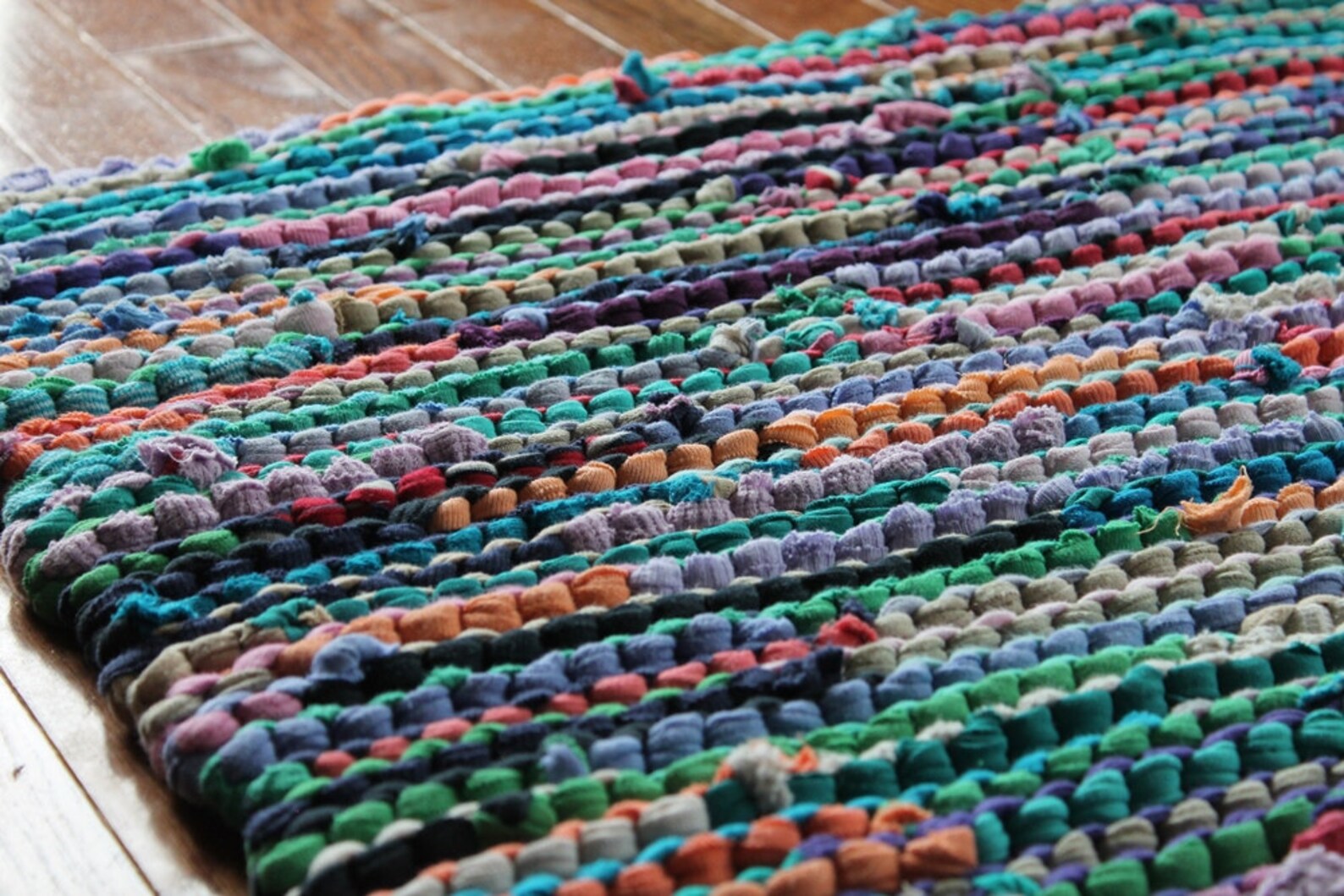 Knitted Rag Rug T Shirt Rug Coral Melon Pink Peach | Etsy