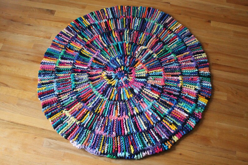T Shirt Rag Rug Rainbow Circular Rug Round Cottage Chic - Etsy UK