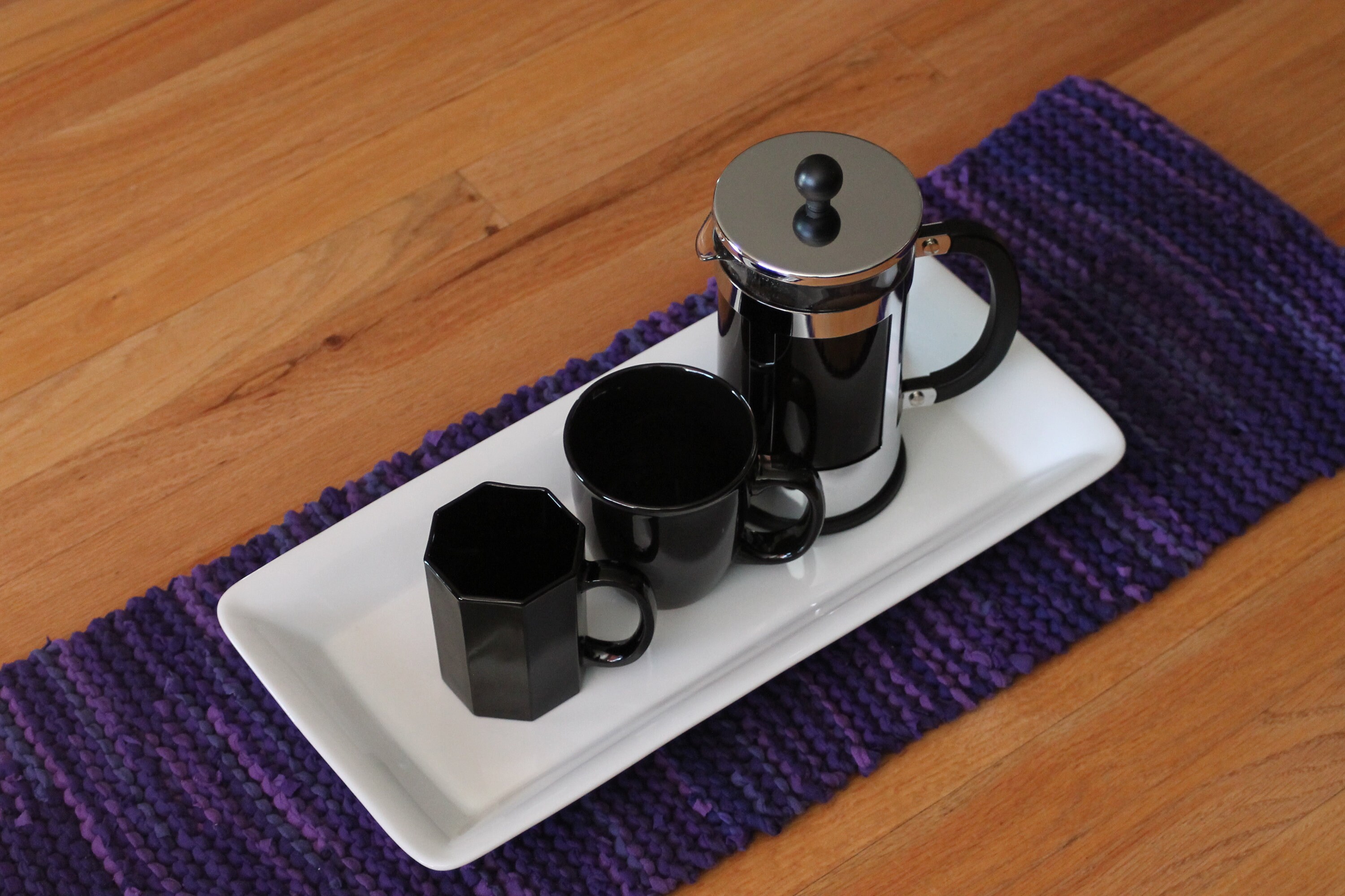 Bright Purple Table Runner Knitted from Upcycled Tshirts | Etsy