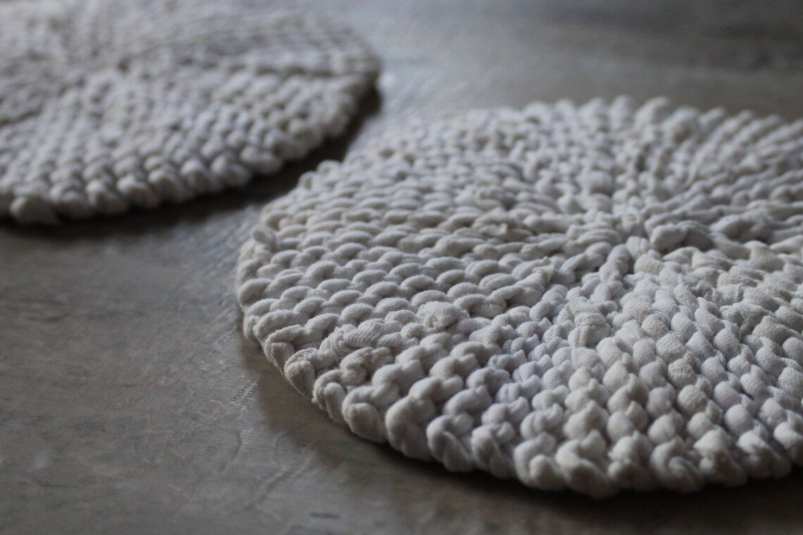 White & Cream Round Trivets set of 2 Handmade From Upcycled - Etsy
