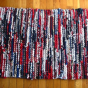 Nautical Rag Rug, Utility Rug, Laundry, Workshop, Upcycled T Shirts ...