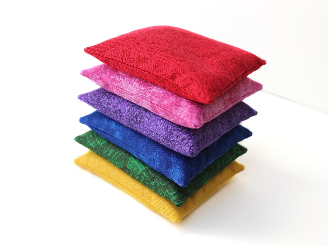 Rainbow 4 Inch Square Bean Bags (set of 6) Homeschool, Bright Colored ...