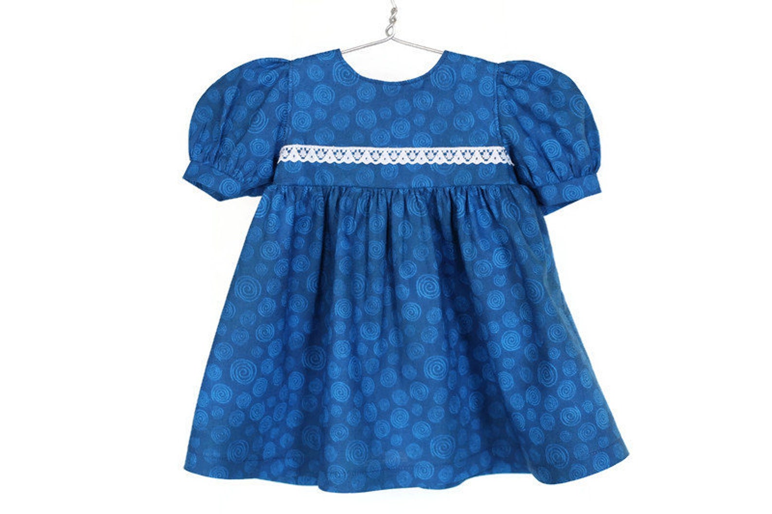 Royal Blue Baby Doll Dress With Swirl Print Birthday Party - Etsy