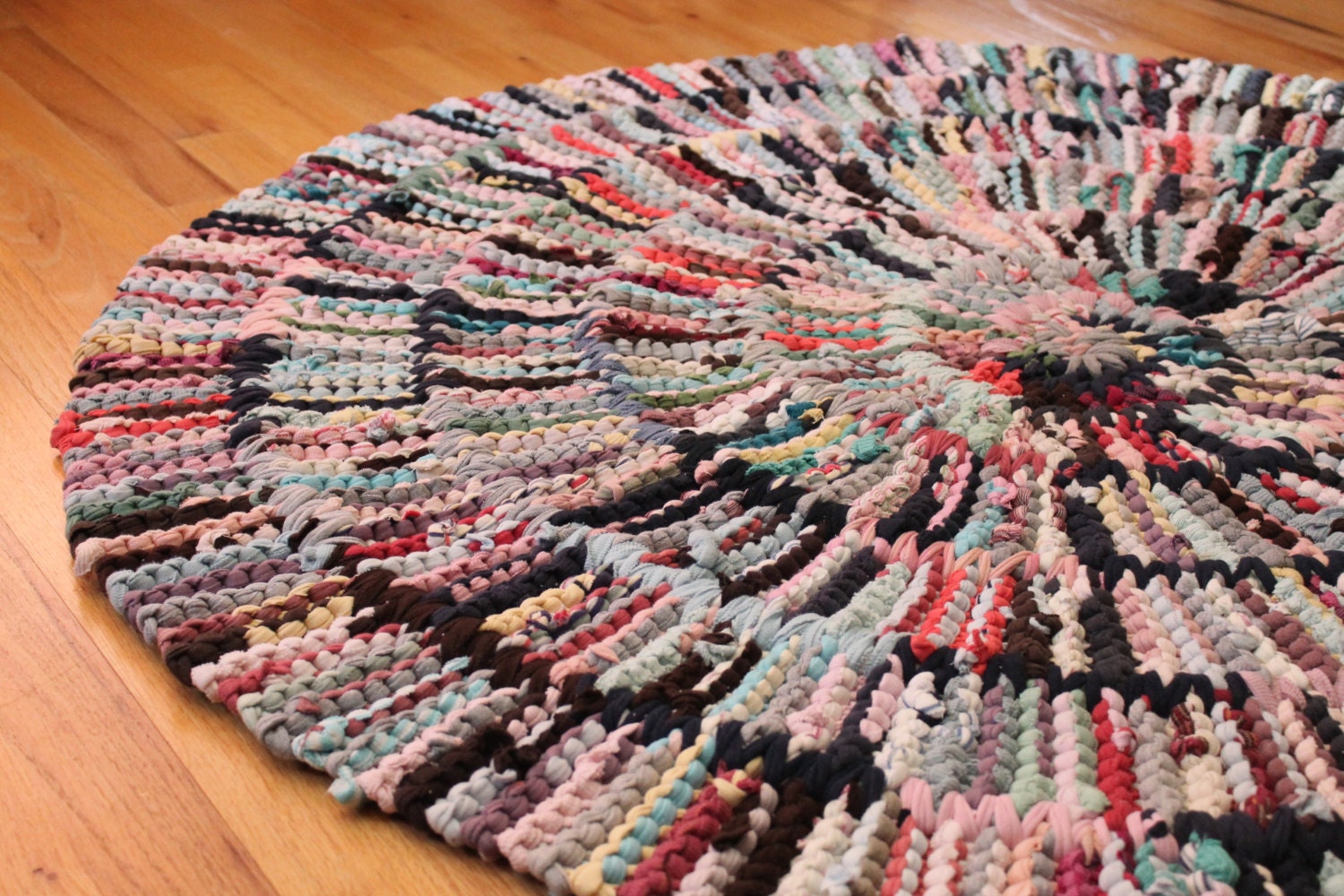 Pink T Shirt Rag Rug Knitted Circular Rug Round Rug Nursery - Etsy