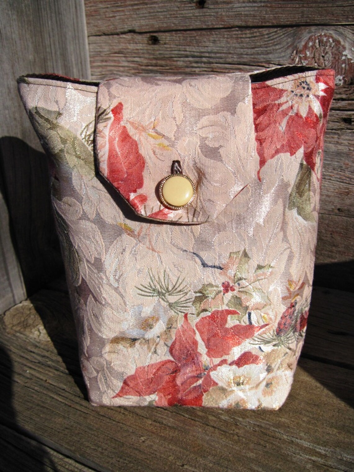 Christmas Gift Bag Reusable Wrapping Gift Tote Poinsettia - Etsy