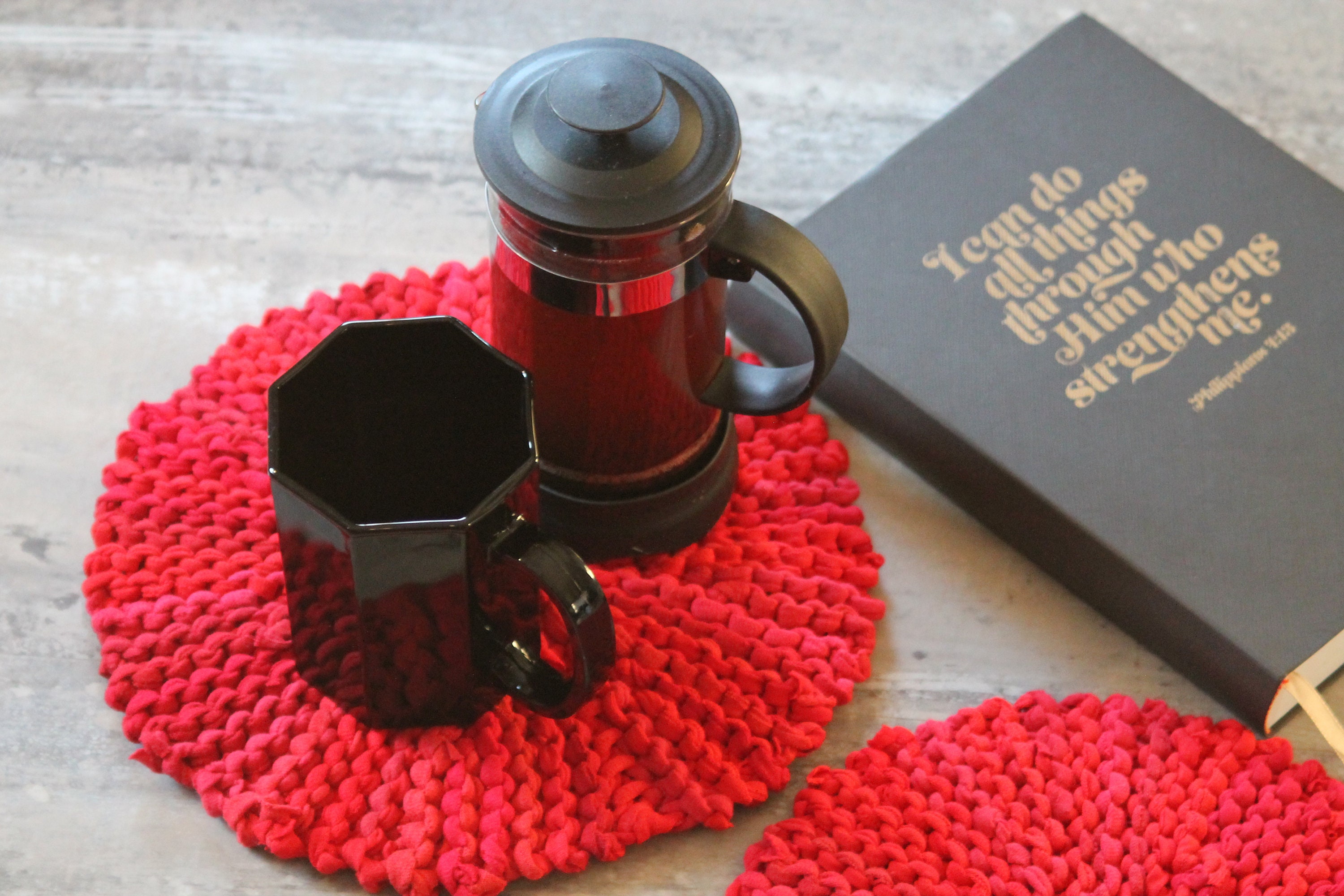 Crimson Red Round Trivets set of 2 Handmade from Cotton T | Etsy