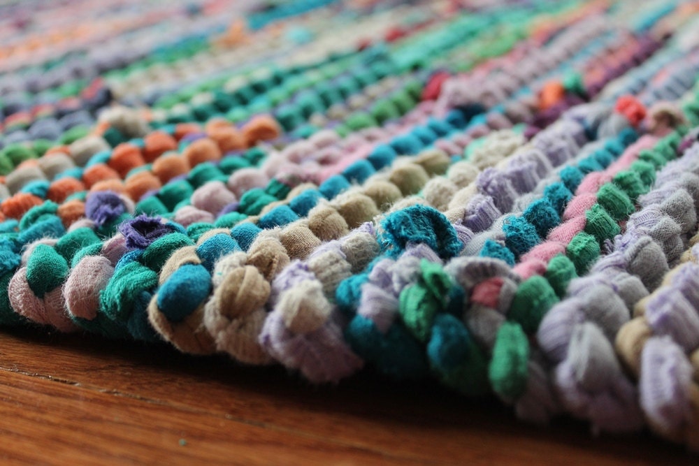 Knitted Rag Rug T Shirt Rug Coral Melon Pink Peach - Etsy