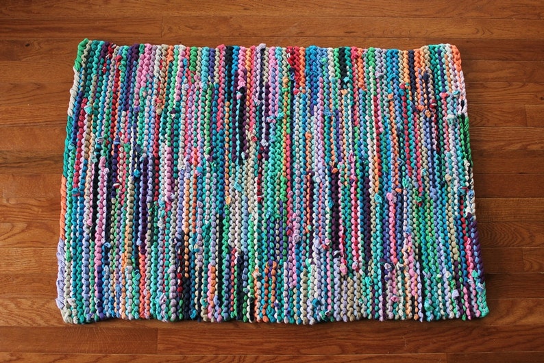 Knitted Rag Rug T Shirt Rug Coral Melon Pink Peach | Etsy
