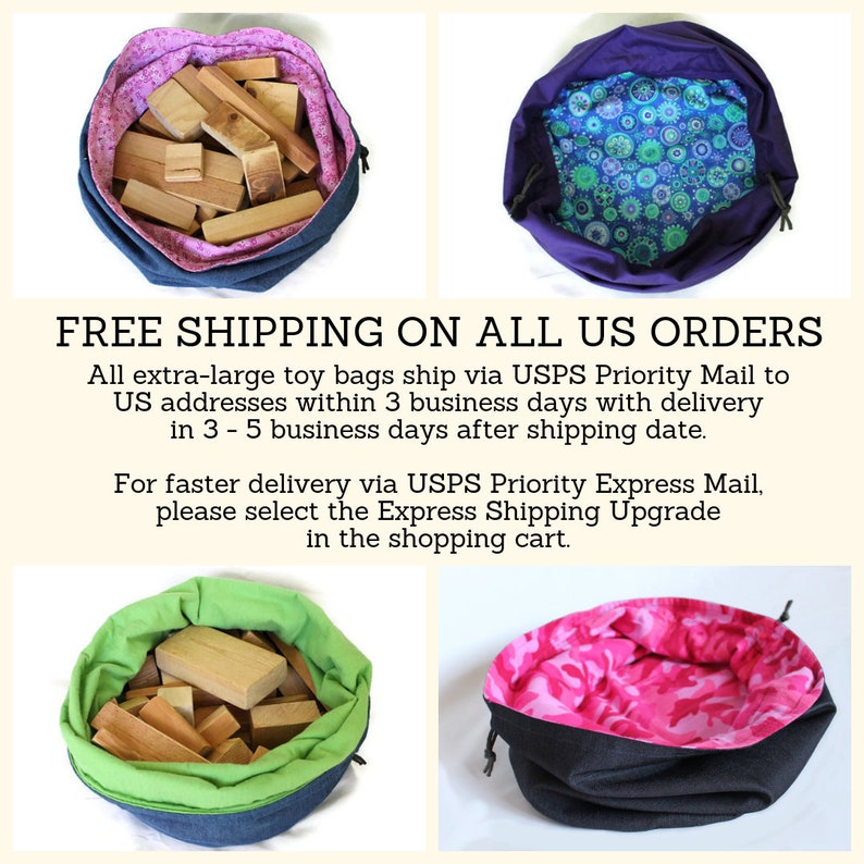 Denim and Geometric Shape Print Toy Bag Extra-large Bag Home | Etsy