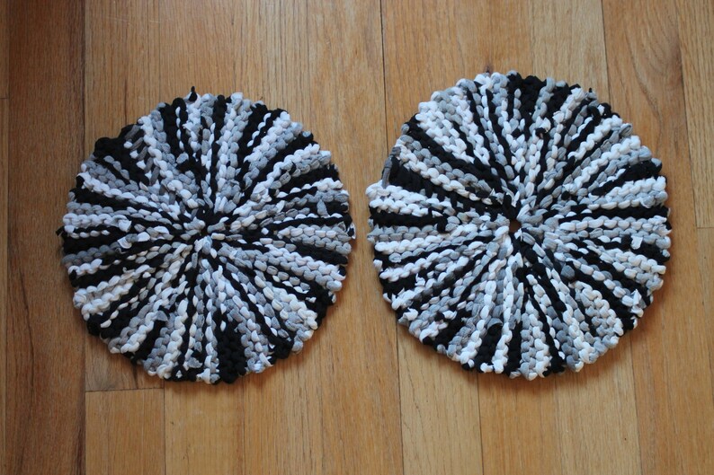 Black Gray & White Round Trivets set of 2 Handmade From - Etsy
