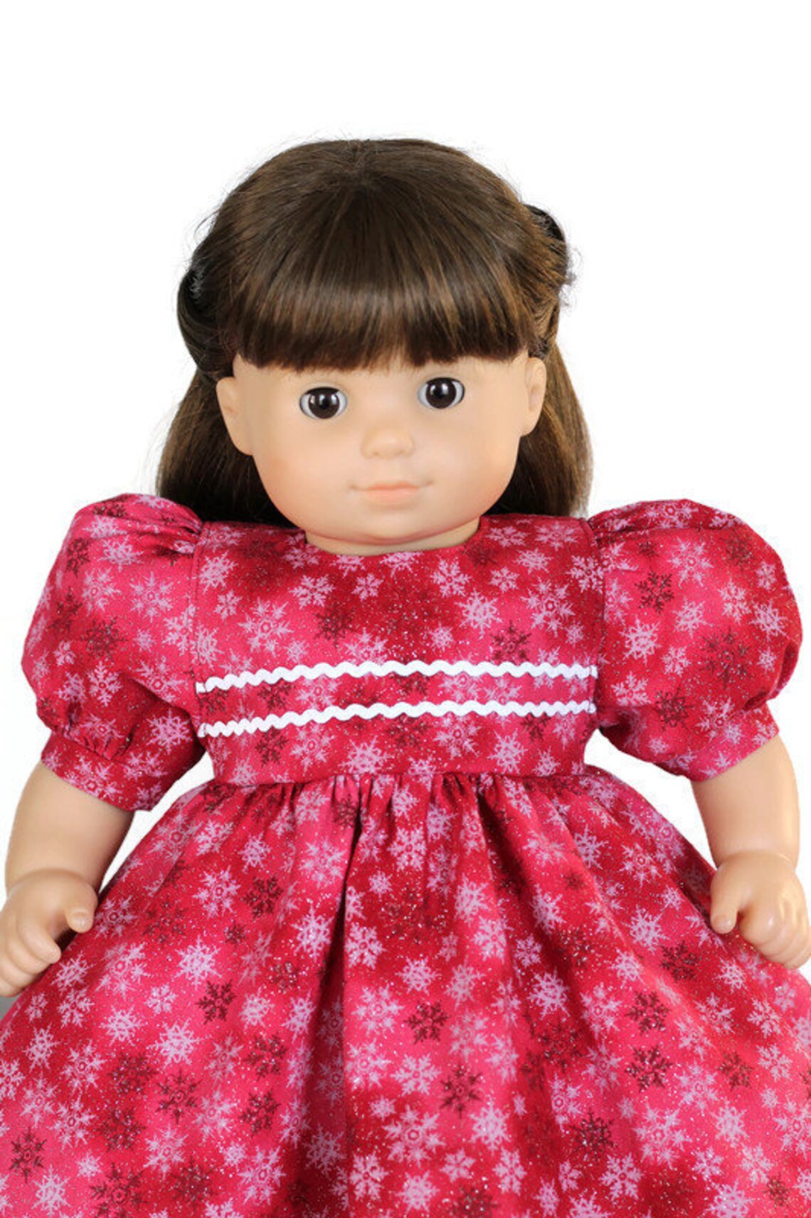 Crimson Red & White Snowflakes Doll Dress With White Rickrack - Etsy
