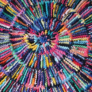 T Shirt Rag Rug, Rainbow Circular Rug, Round, Cottage Chic Decor, Log ...