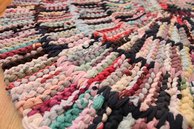 Pink T Shirt Rag Rug Knitted Circular Rug Round Rug Nursery - Etsy