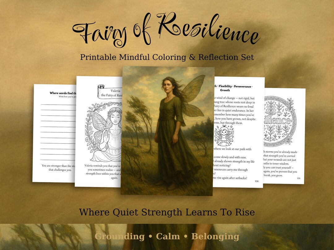 Fairy of Resilience Mindful Coloring Pages for Adults Printable Mandala ...