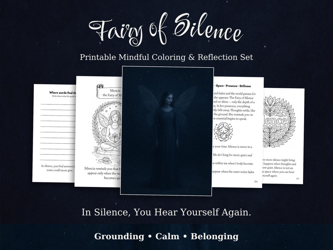 Fairy of Silence Mindful Coloring Pages for Adults Printable Mandala ...