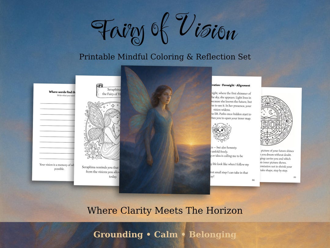 Fairy of Vision Mindful Coloring Pages for Adults Printable Mandala Art ...