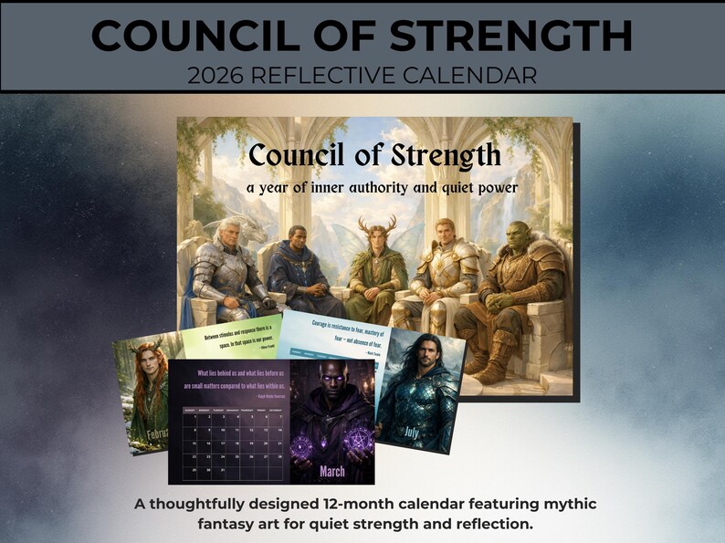 2026 Calendar Council of Strength Mythic Men Wisdom Quotes Seasonal ...