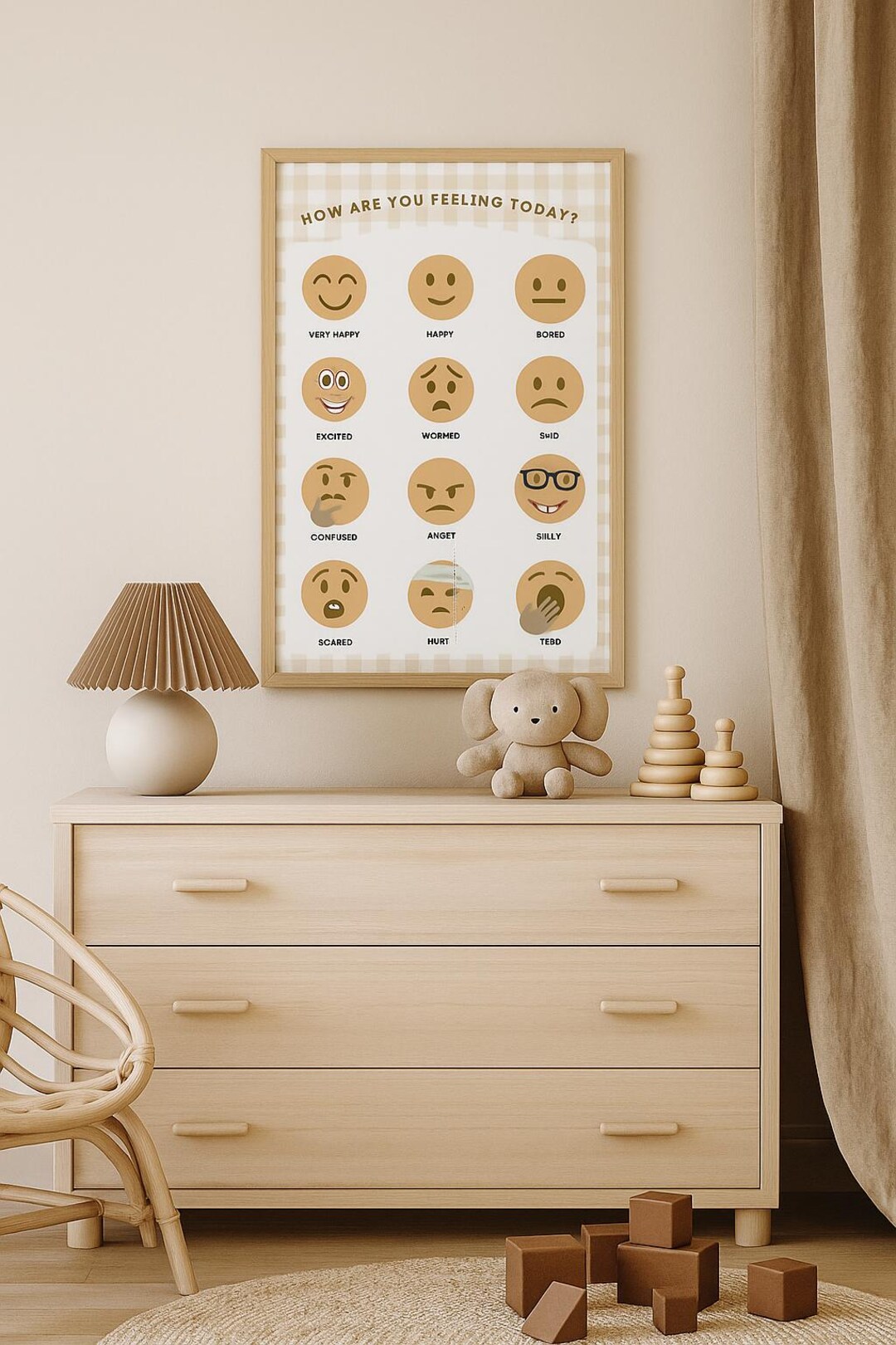 Neutral Emotion Chart for Babies & Kids | Minimal Feelings Poster ...