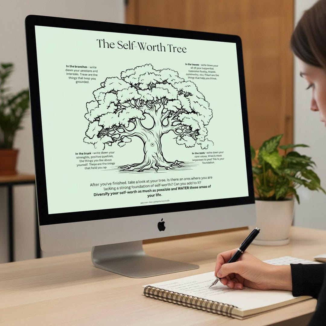 Self-worth Tree Activity | Therapy Worksheet | Digital Download ...