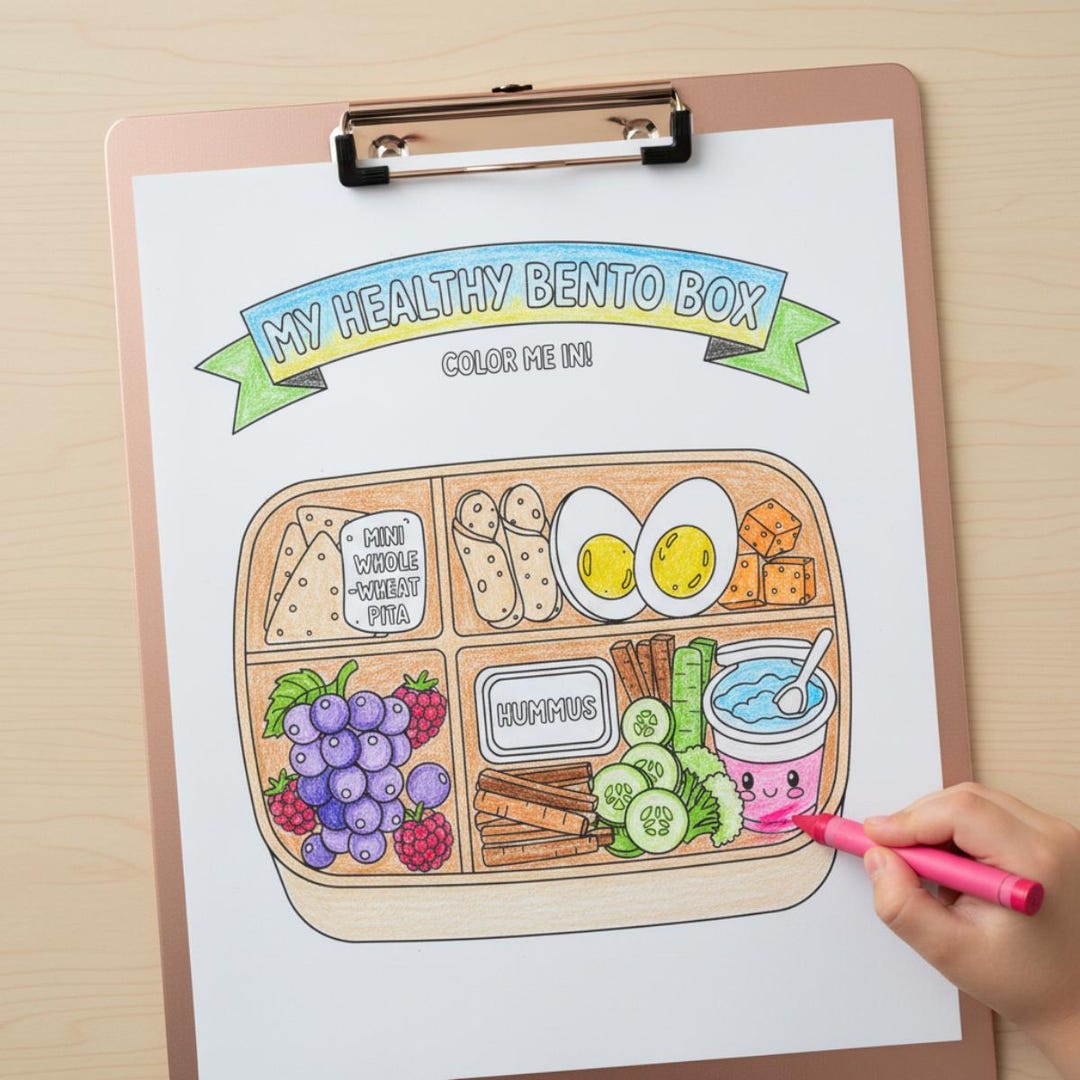 BUNDLE School Coloring Pages Bento Box Activity Healthy Eating Kids ...
