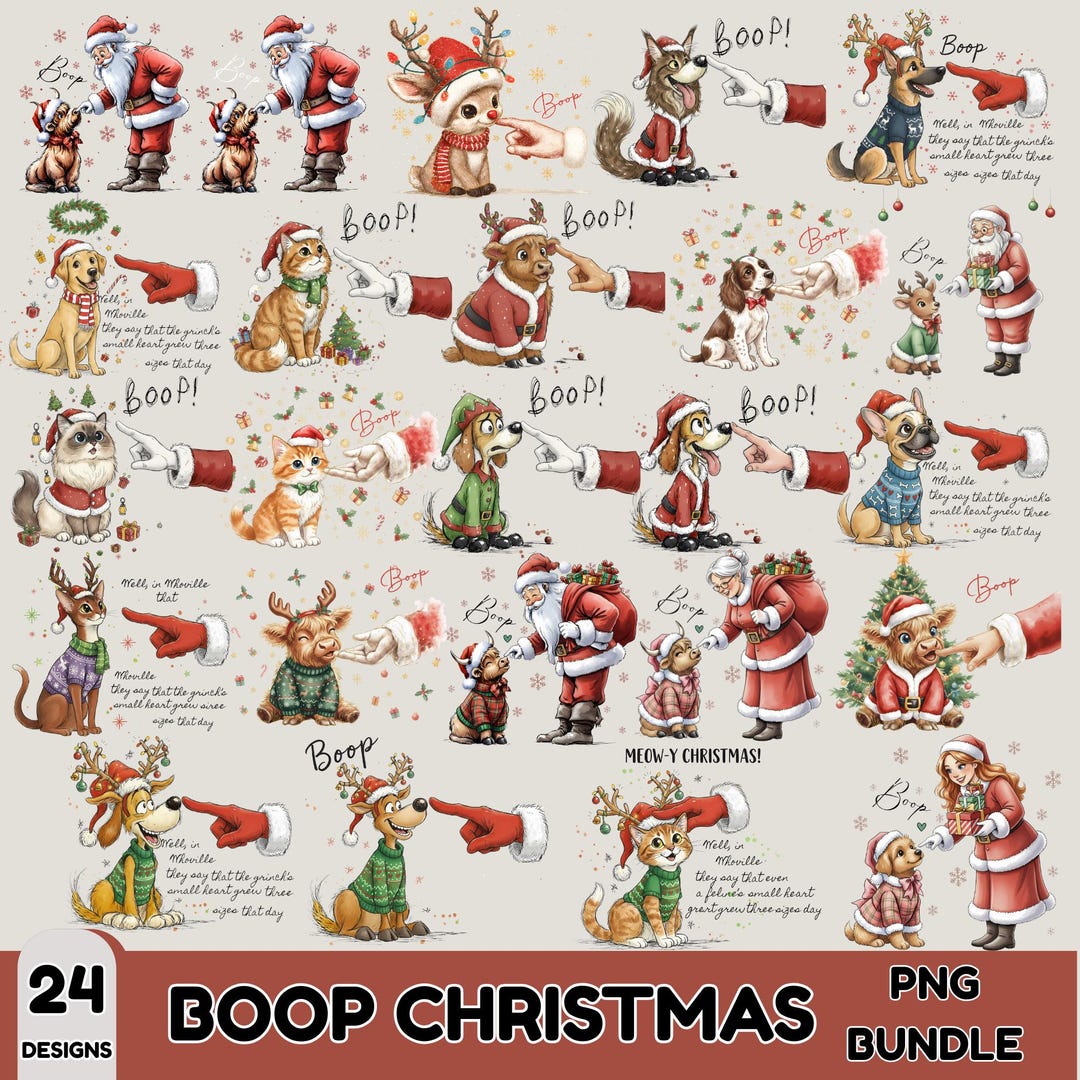 Boop Christmas Png Bundle, Boop That Nose Png, Highland Cow Reindeer ...
