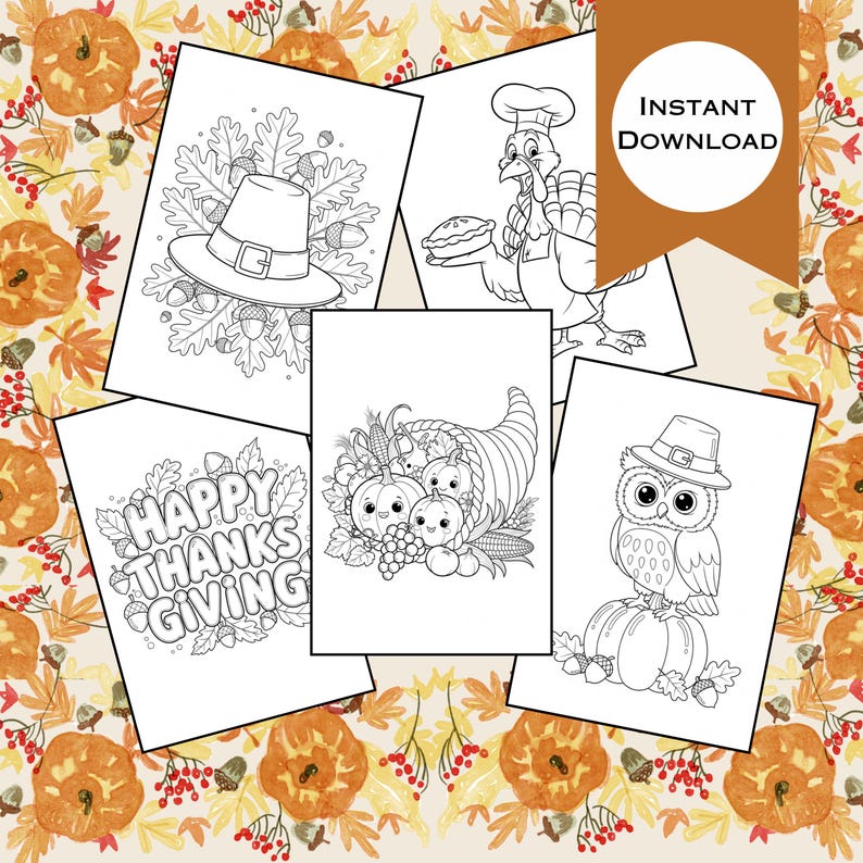 30 Thanksgiving/ Fall Coloring Pages | Printable Autumn Coloring Sheets ...