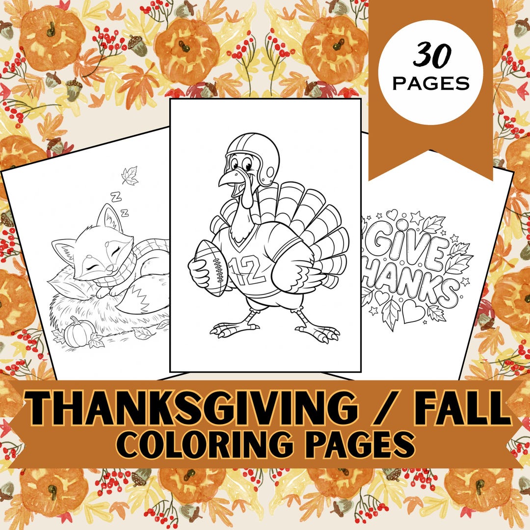 30 Thanksgiving/ Fall Coloring Pages | Printable Autumn Coloring Sheets ...