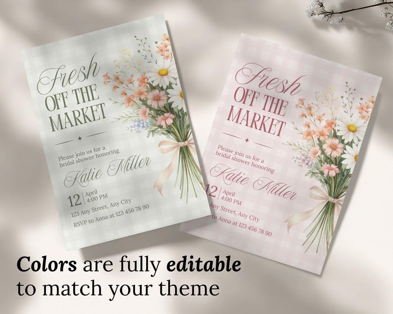 Fresh off the Market Bridal Shower Invitation Template, Editable ...