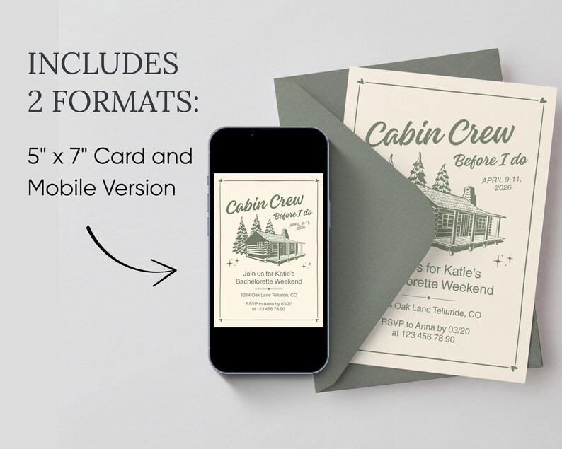 Cabin Crew Before I Do Invitation Template, Editable Camp Bachelorette ...