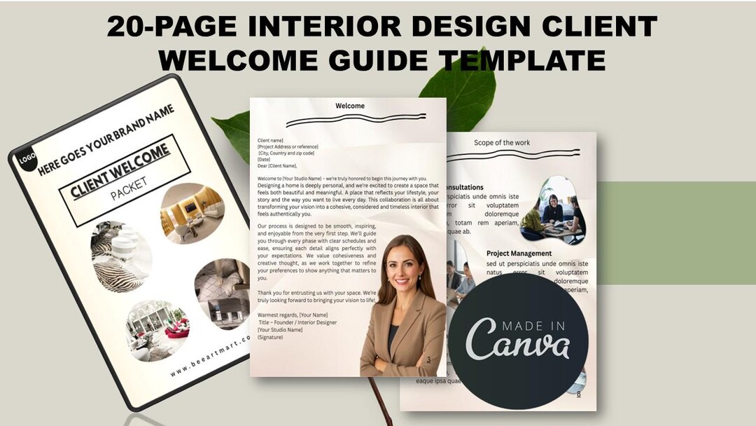 Interior Design Client Welcome Guide Template, Beige Modern Onboarding ...