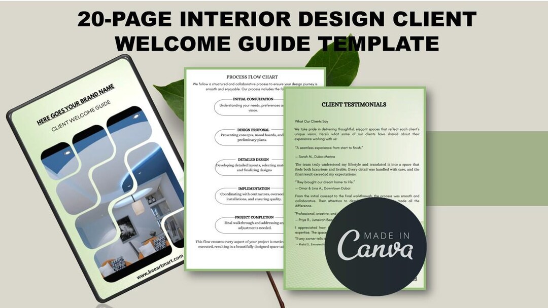 Interior Design Client Welcome Guide Template, Beige Modern Onboarding ...