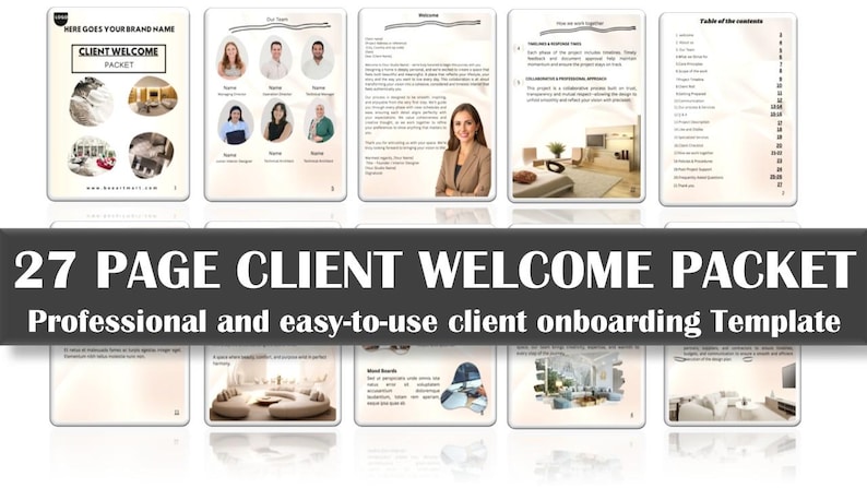 Interior Design Welcome Guide, Welcome Packet, Canva Template, Client ...