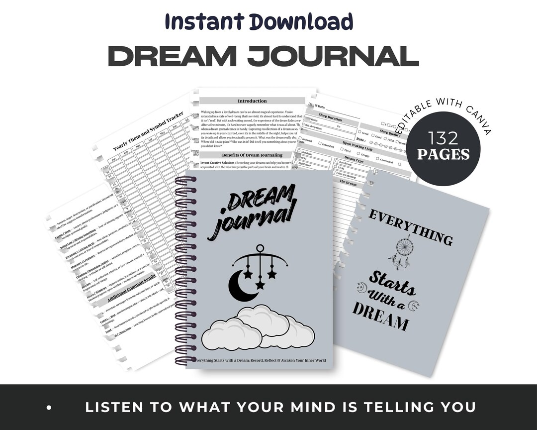 Guided Dream Journal | Dream Interpretation, Sleep Tracker (digital ...
