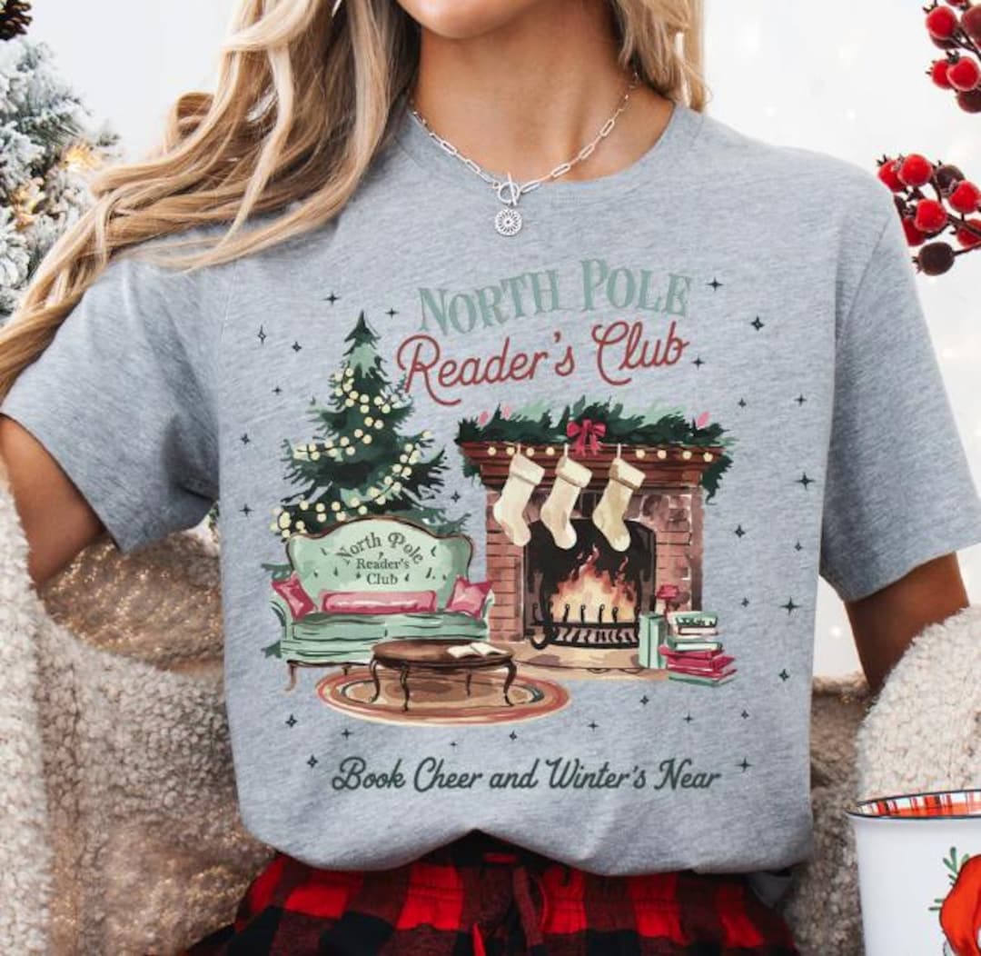 North Pole Readers Club PNG, Cozy Fireplace Book Lover Christmas ...