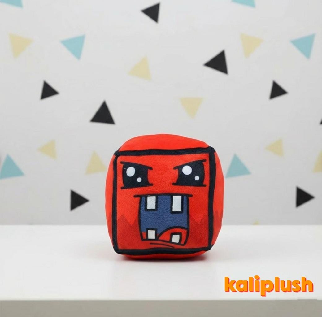 Geometry Dash Plush Cube Toy | Video Game Plushie, Gaming Bedroom Decor ...