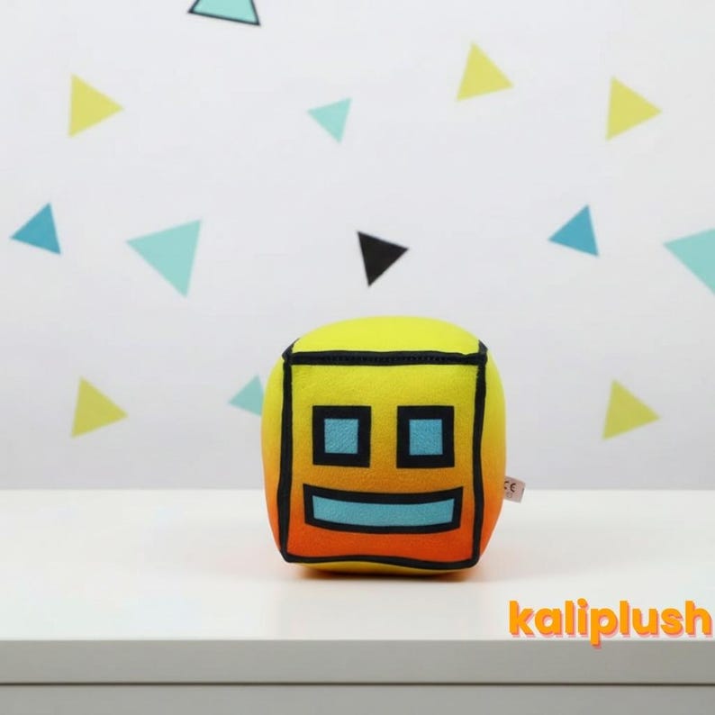 Geometry Dash Cube Plush | Gamer Room Decor, Kids Gift - Etsy