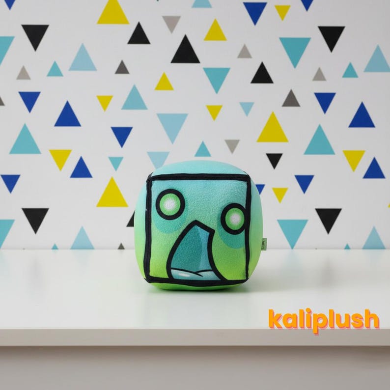Geometry Dash Cube Plush | Gamer Room Decor, Kids Gift - Etsy