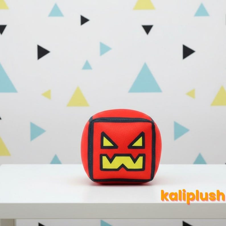 Geometry Dash Cube Plush | Gamer Room Decor, Kids Gift - Etsy