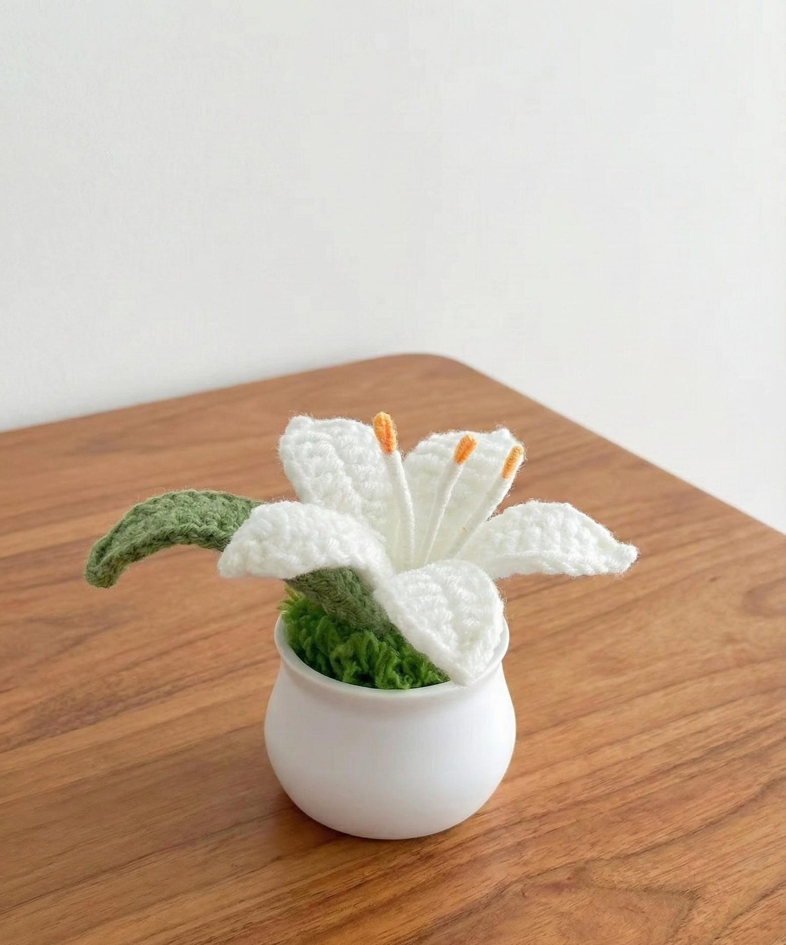 Hand-knitted Lily Flower in Pot | Crochet Potted Lily Decor | Home Desk ...