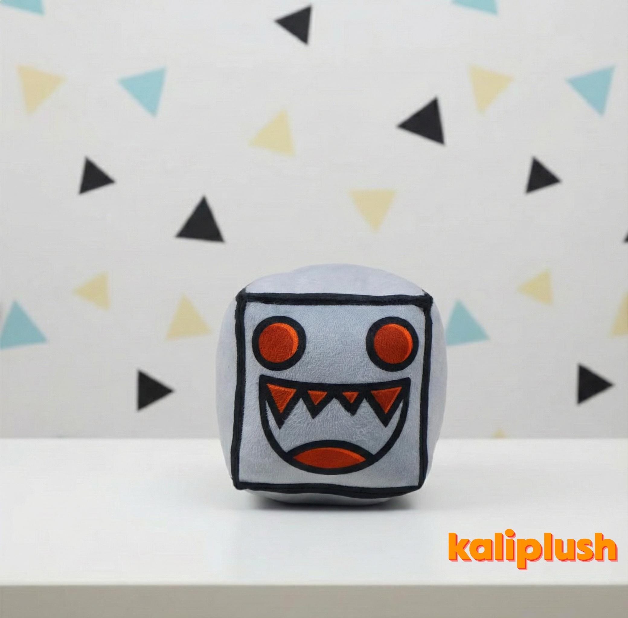 Geometry Dash Plush Cube Toy | Video Game Plushie, Gaming Bedroom Decor ...