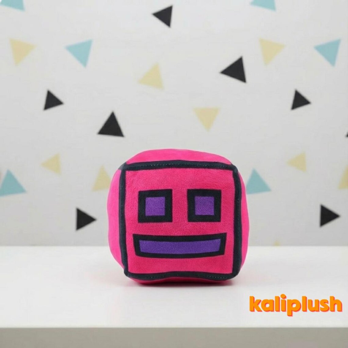 Geometry Dash Plush Cube Toy | Video Game Plushie, Gaming Bedroom Decor ...
