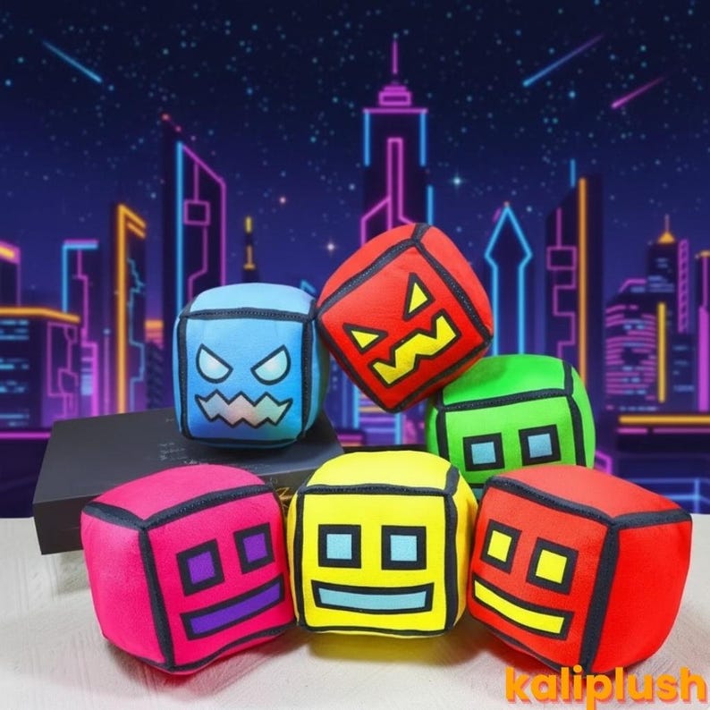 Geometry Dash Cube Plush | Gamer Room Decor, Kids Gift - Etsy