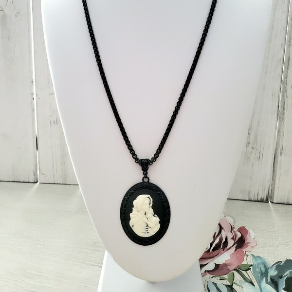 Black Cameo Necklace - Etsy