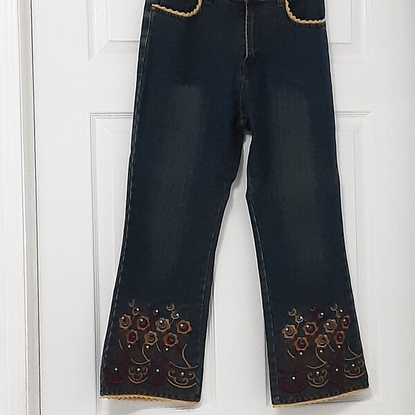 Embroidered Jeans - Etsy