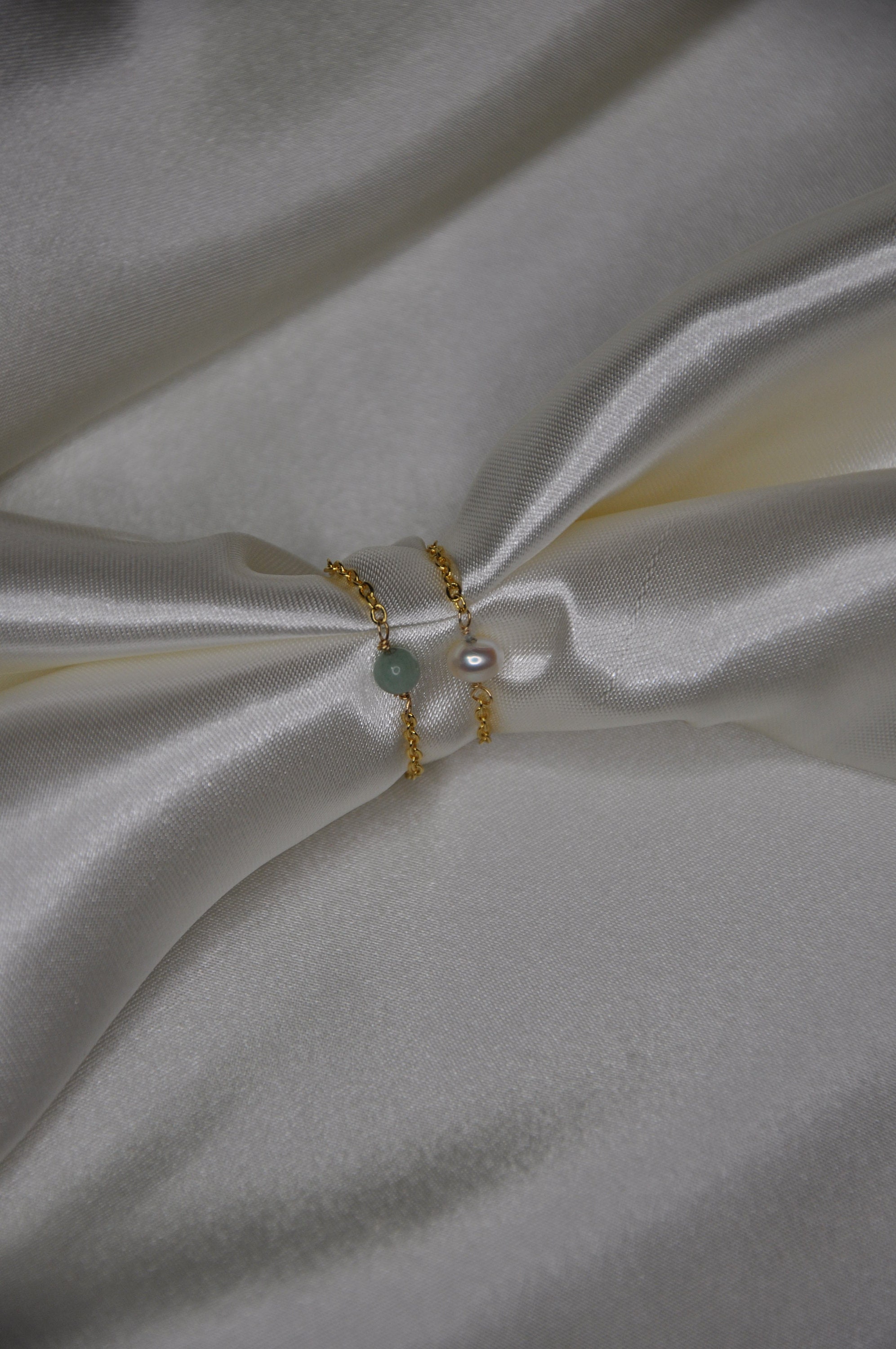 Cute Pearl Chain Ring, White Pearl Delicate Stackable Minimalist Gold ...
